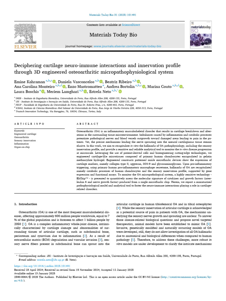1 s2.0 S2590006425000493 Main | PDF | Cartilage | Inflammation