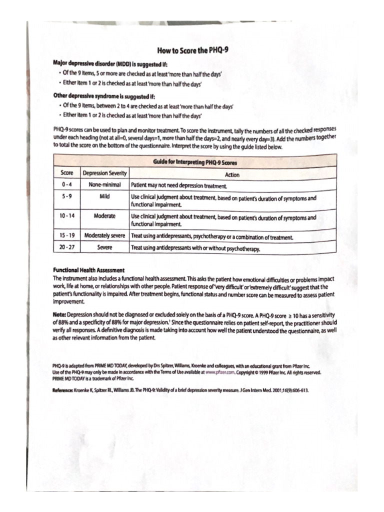 How To Score The PHQ-9 | PDF