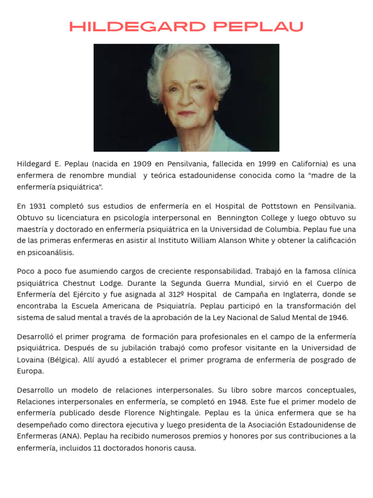 Hildegard Peplau: Teoría de Relaciones Interpersonales | PDF ...
