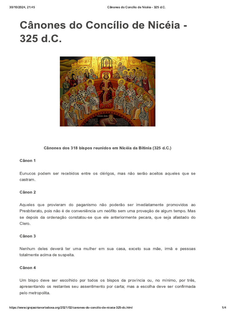 Cânones Do Concílio de Nicéia - 325 D.C | PDF