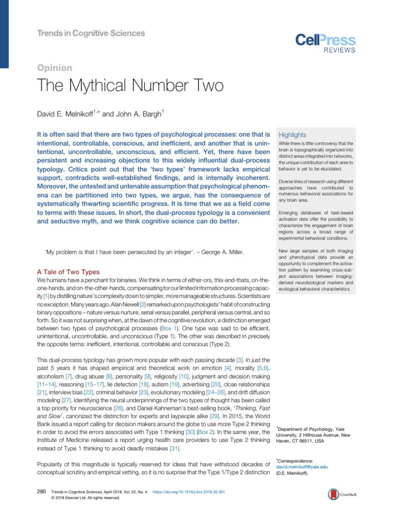 Debunking the Dual-Process Myth | PDF | Consciousness | Bias