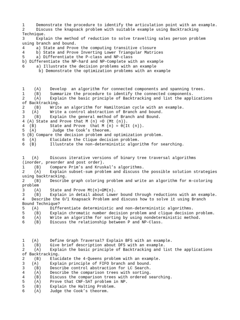 DAA IMP QUESTIONS | PDF | Graph Theory | Algorithms And Data Structures DAA IMP QUESTIONS | PDF | Graph Theory | Algorithms And Data Structures