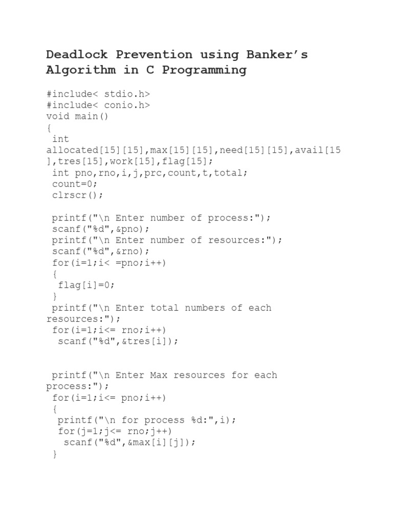 Deadlock Prevention Using Banker | PDF | Computer Programming | Computing
