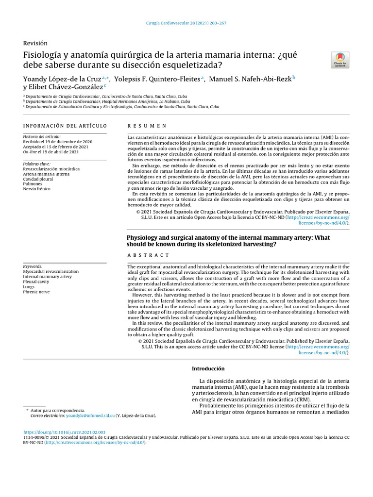 Anatomía y disección de la arteria mamaria interna | PDF | Tórax | Aorta