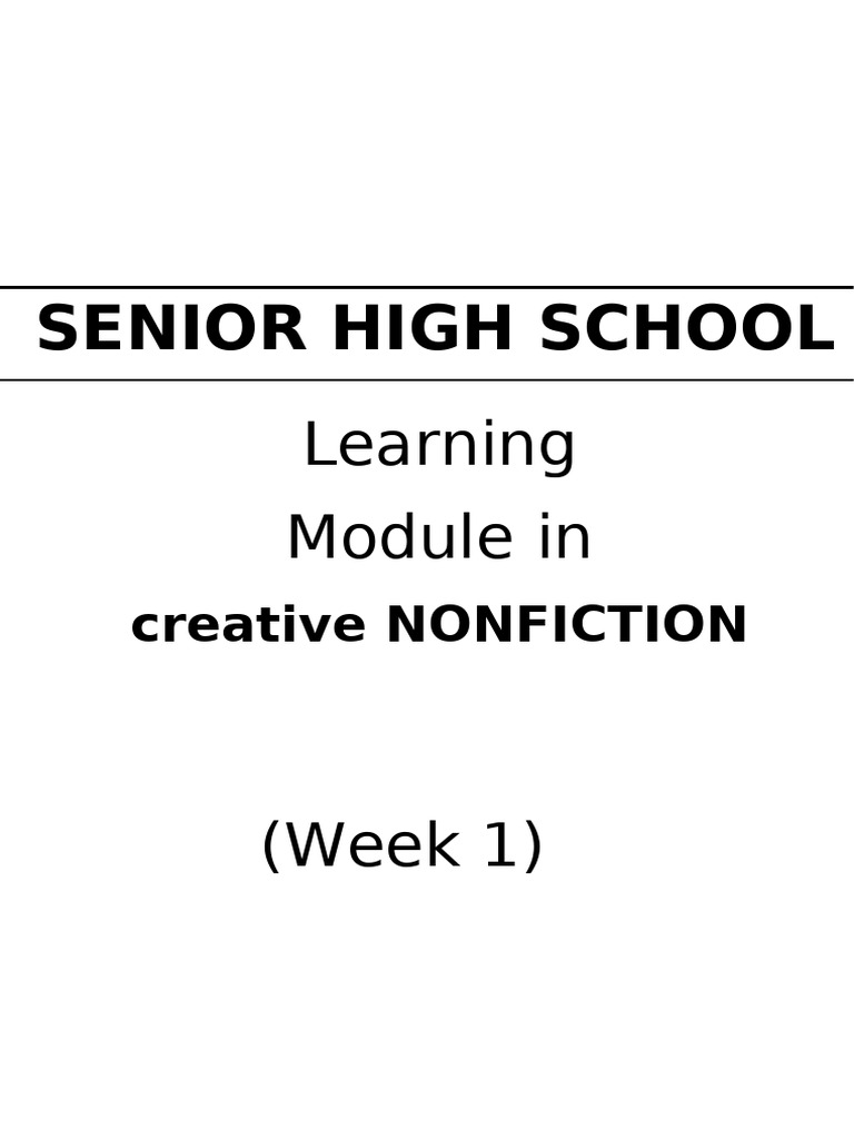Creative Nonfiction Writing Module | PDF | Narration | Creative Nonfiction