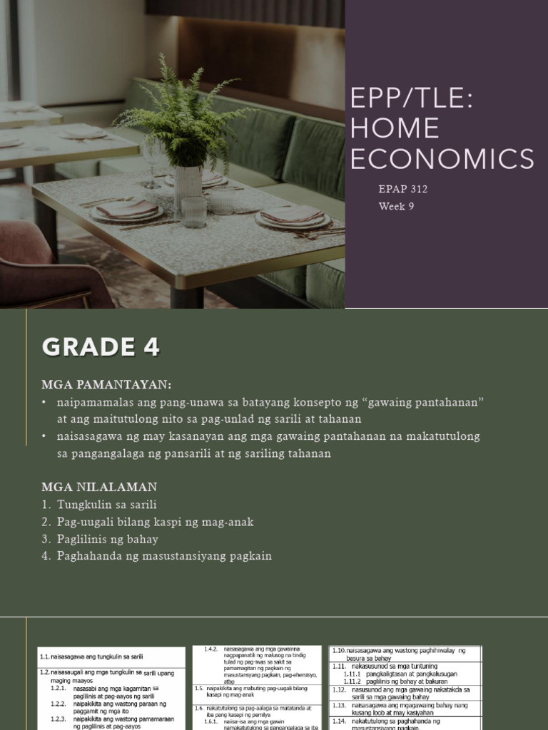 Week 9 - Home Economics | PDF