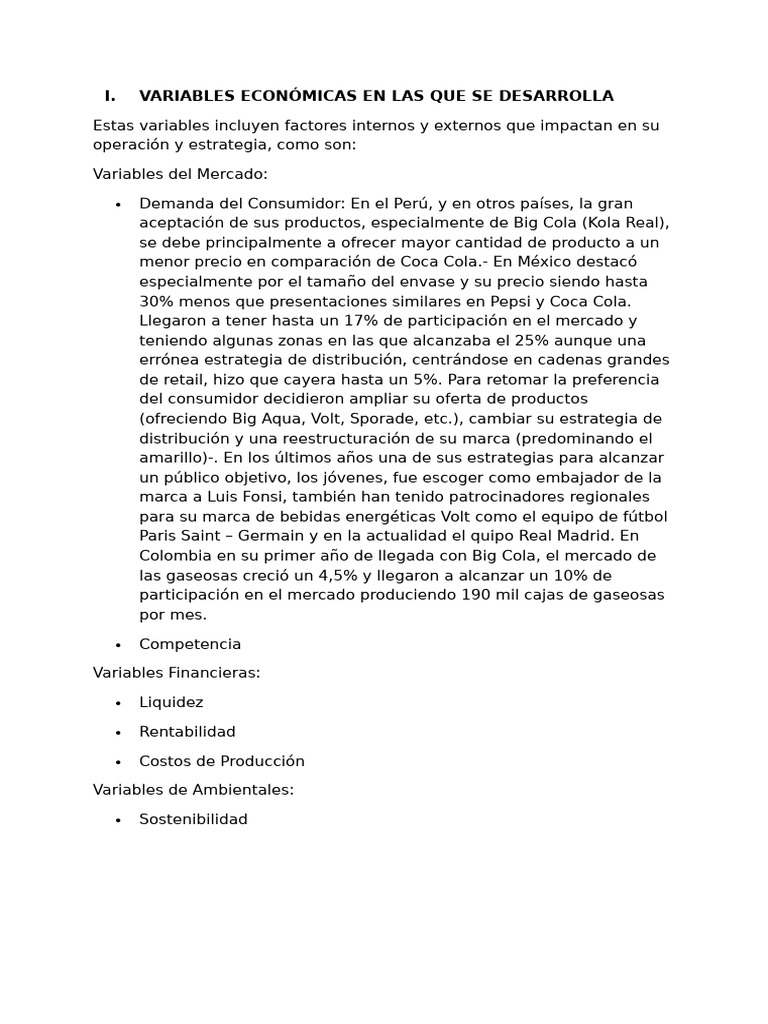 Variables Económicas en Las Que Se Desarrolla | PDF