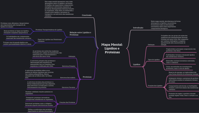 Mapa Mental - Lipídios e Proteínas Mattheus Andrade 2B | PDF | Lipídio | Proteínas