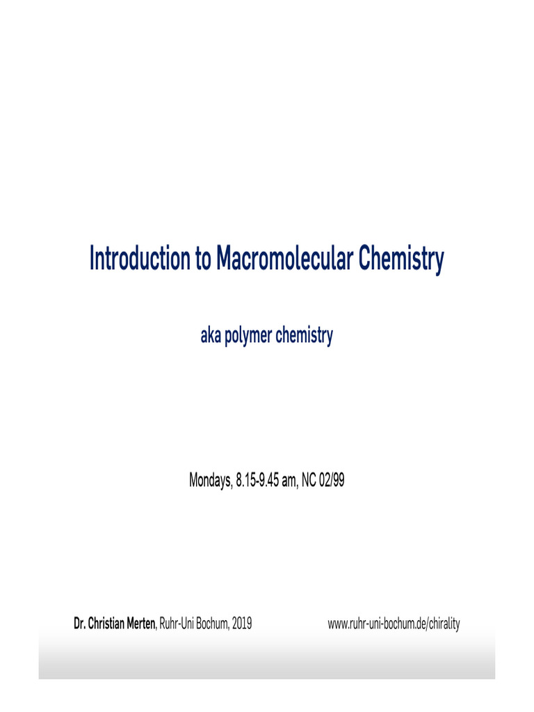 Macromolchem Lecture1 | PDF | Polymers | Copolymer
