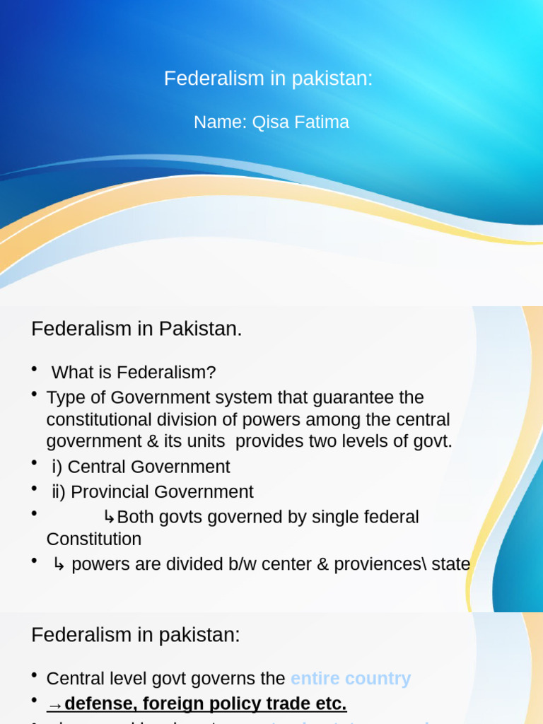 Overview of Federalism in Pakistan | PDF