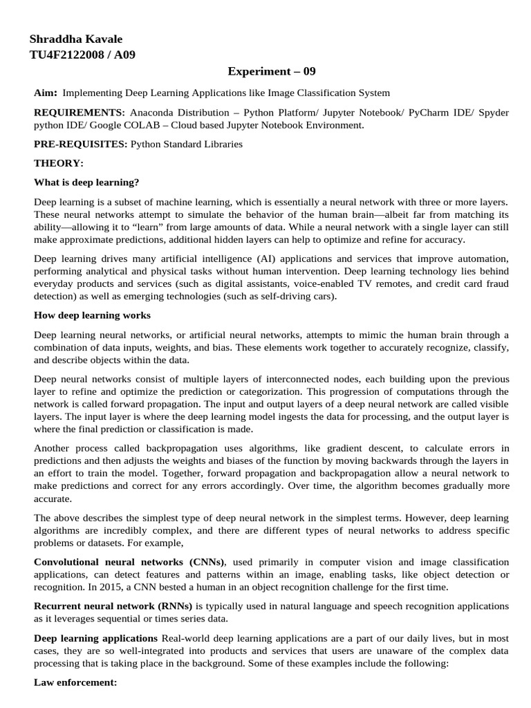 Exp9 A09 DS | PDF | Deep Learning | Machine Learning