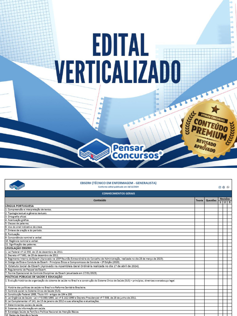 Edital Verticalizado Ebserh Tec em Enfermagem | PDF | Brasil | Enfermagem