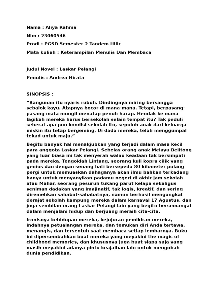 Review novel aliya rahma | PDF