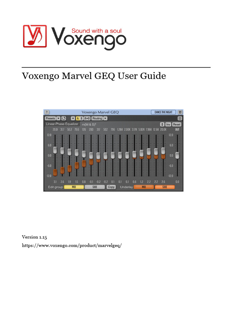 Voxengo Marvel GEQ User Guide en | PDF | Equalization (Audio) | 64 Bit Computing