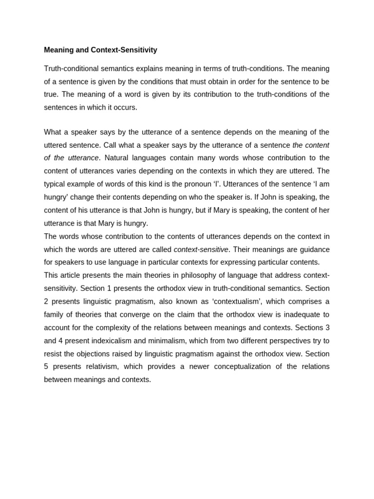 Week 3 E.D. Meaning & Context | PDF | Semantics | Language Mechanics