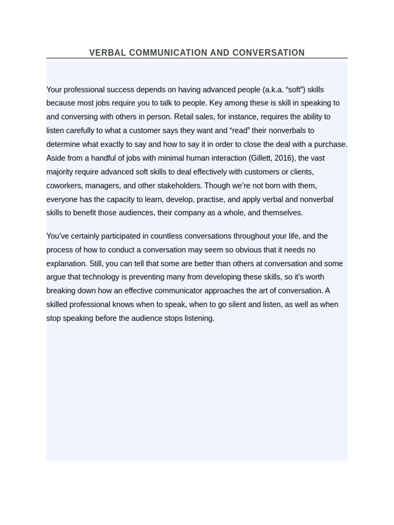 Mastering Verbal Communication Skills | PDF | Communication | Nonverbal ...