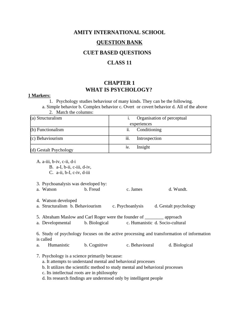 Question Bank | PDF | Psychology | Learning