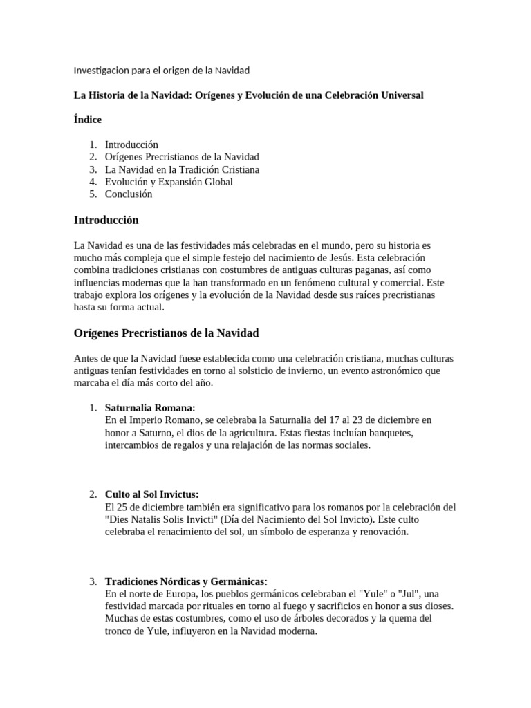 Investigacion para El Origen de La Navidad | PDF | Navidad