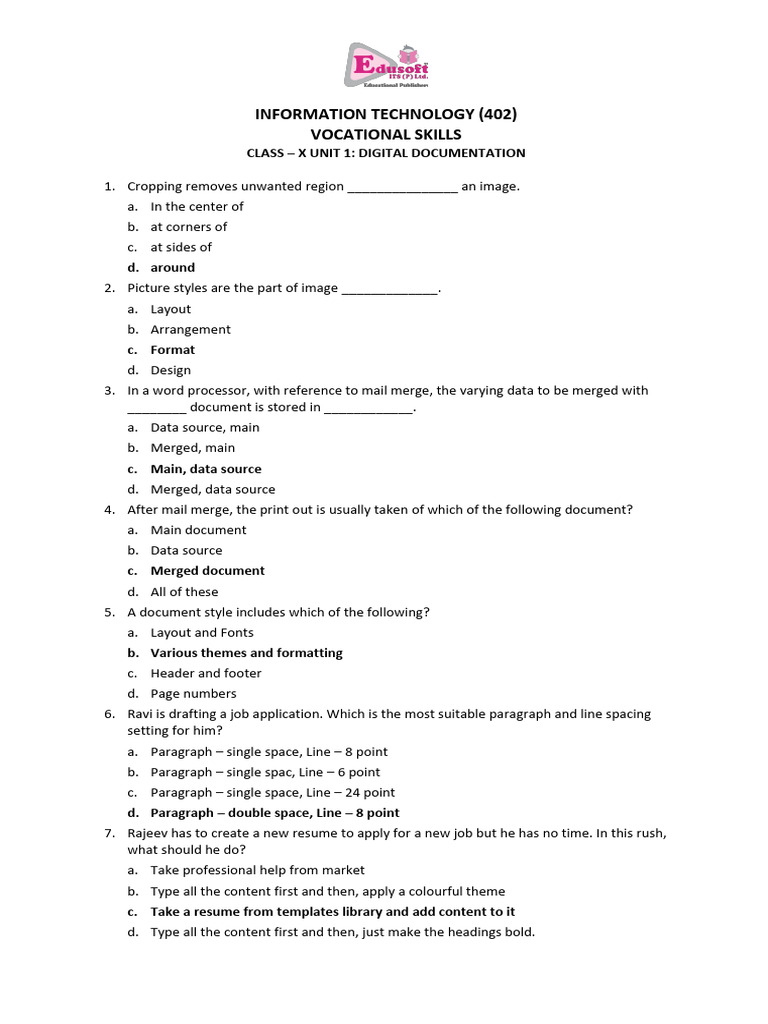 AK-MCQ - X 402 - Unit 1 - Digital Documentation | PDF | Page Layout | Written Communication