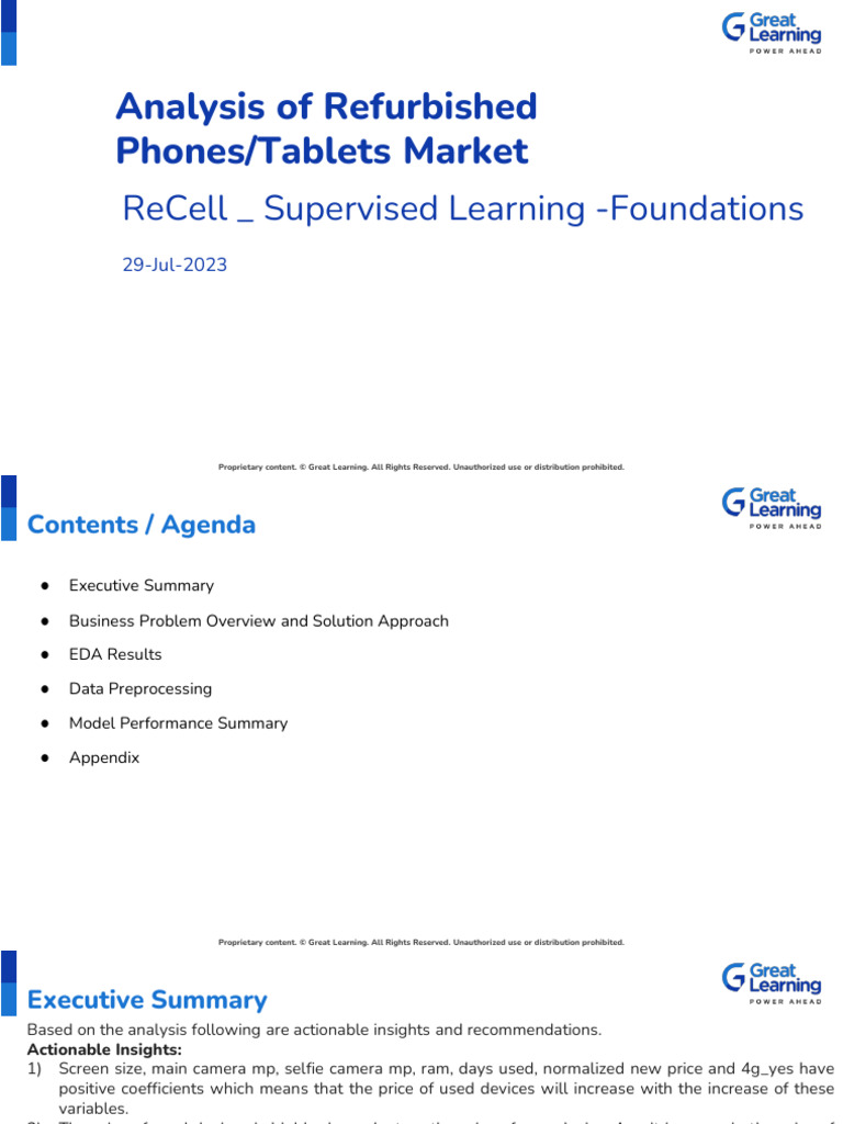 SLF - ReCell Project - Presentation | PDF | Multicollinearity | Errors ...