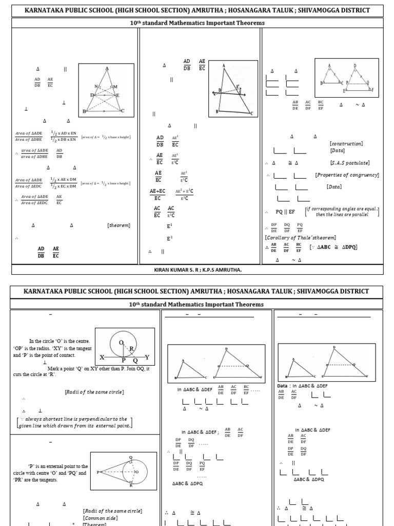 10th Theorems - (E.M) - SRK | PDF | Triangle | Circle