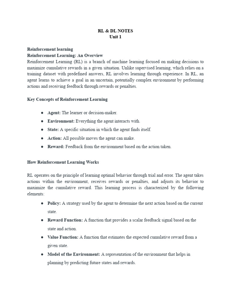 RL & DL Notes | PDF | Markov Chain | Applied Mathematics