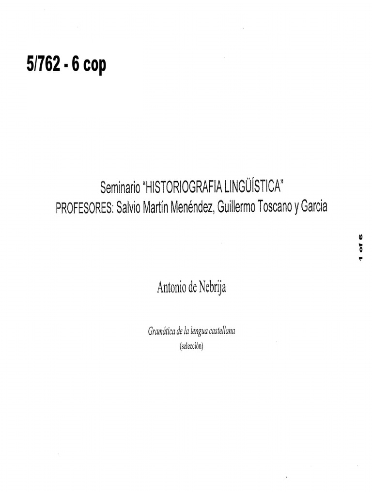 De NEBRIJA Gramatica de La Lengua Castellana Seleccion | PDF