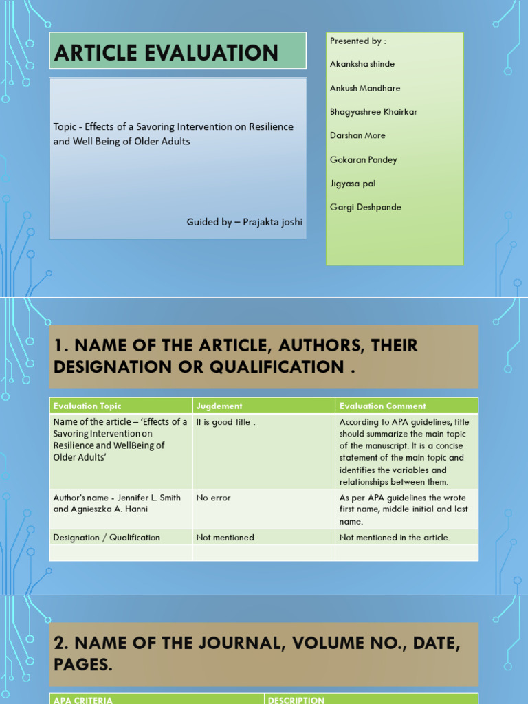 Article evaluation | PDF | Behavioural Sciences | Psychology