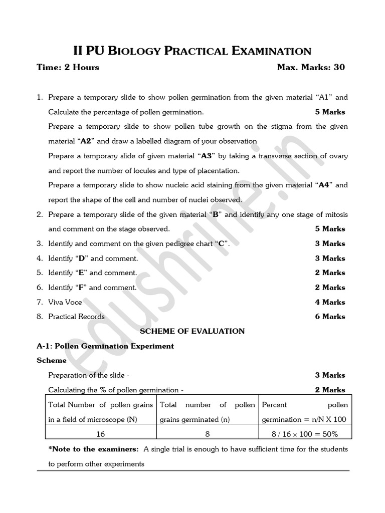 II PU BIOLOGY PRACTICAL EXAMINATION | PDF | Mitosis | Anatomy