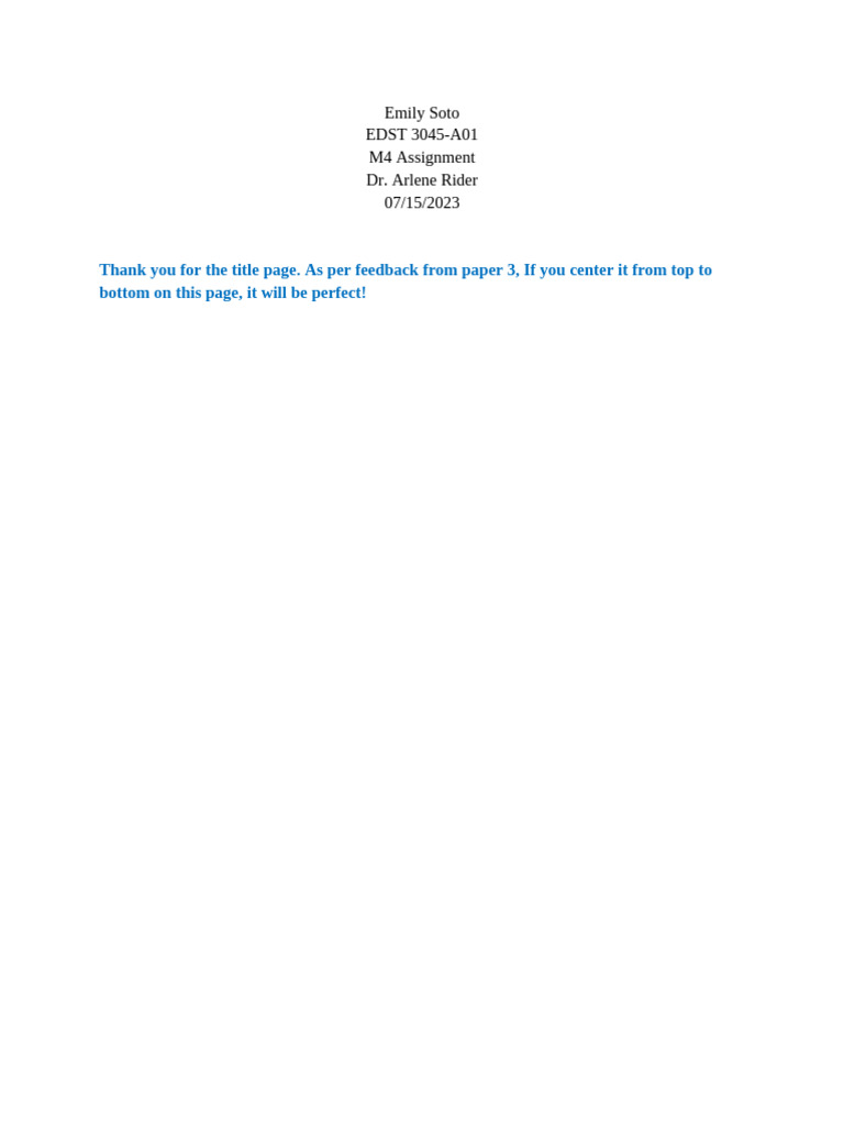 Module 4 Assignment (1) | PDF | Cognitive Development | Psychological Concepts