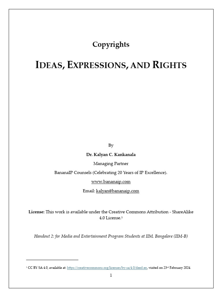 Copyrights Reader IIMB | PDF | Copyright | Copyright Infringement