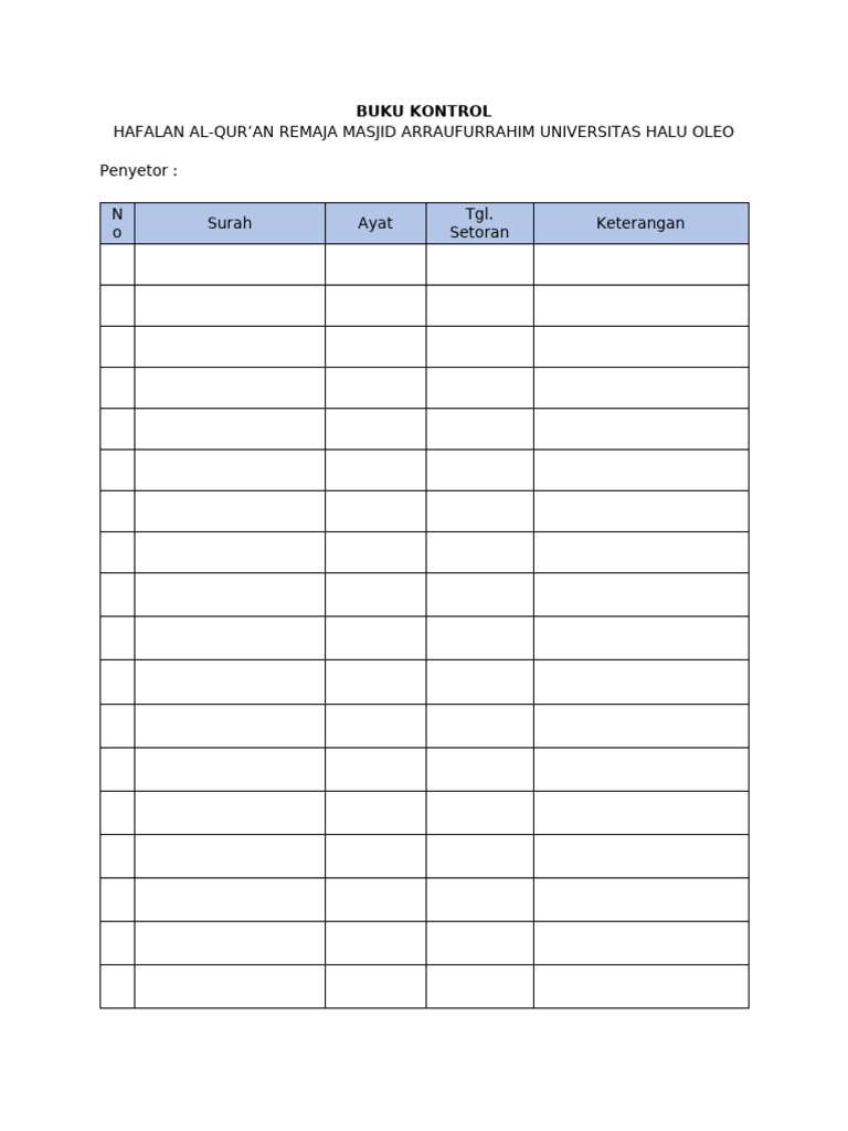 Buku Kontrol | PDF