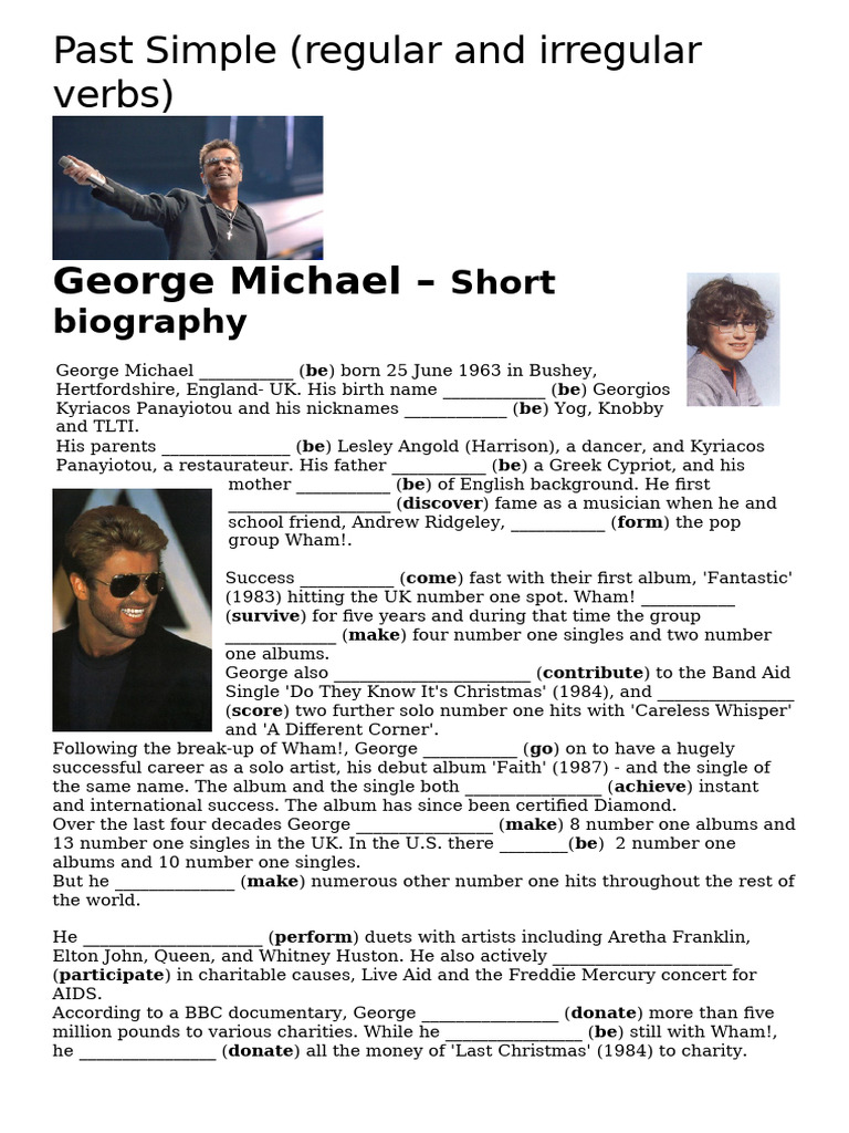 Past Simple Tenseregular and Irregular Verbsgeorge Grammar Drills ...