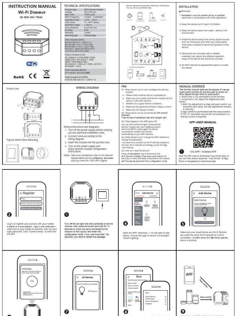 Qs Wifi d01 Triac 1ch Wifi Dimmer Module | PDF | Wi Fi | Mobile App