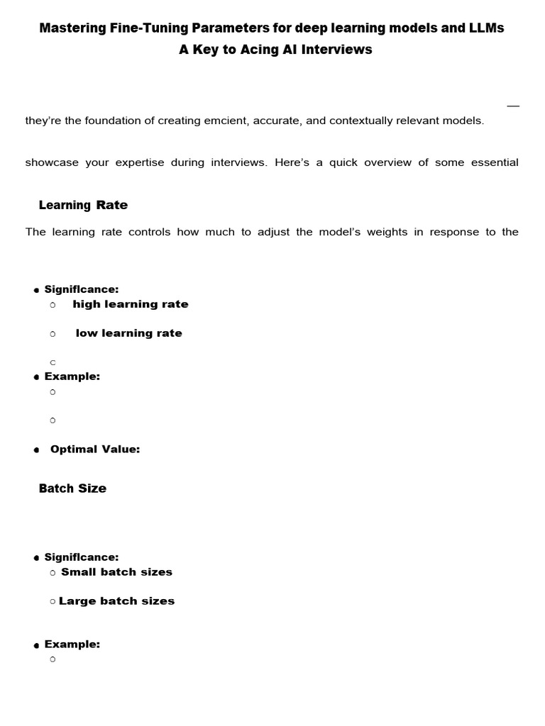 Parameters to Fine Tune Large Language Models | PDF | Loss Function | Applied Mathematics