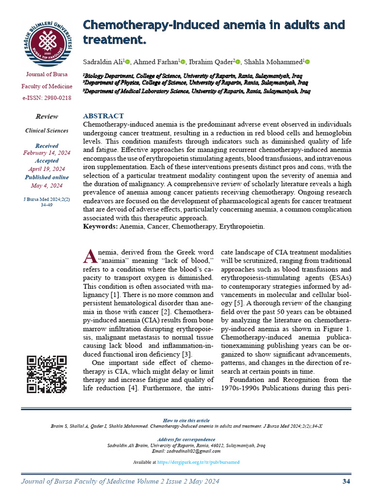 anemia chemotherapy | PDF | Anemia | Cancer