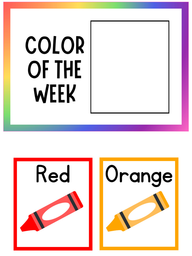 Colorful Color of the Week Circle Time Chart Flashcards (1) | PDF