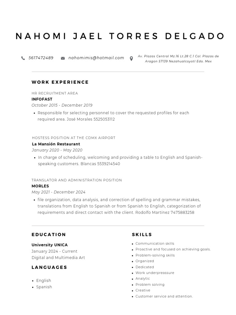 Nahomi Jael Torres Delgado Resume | PDF