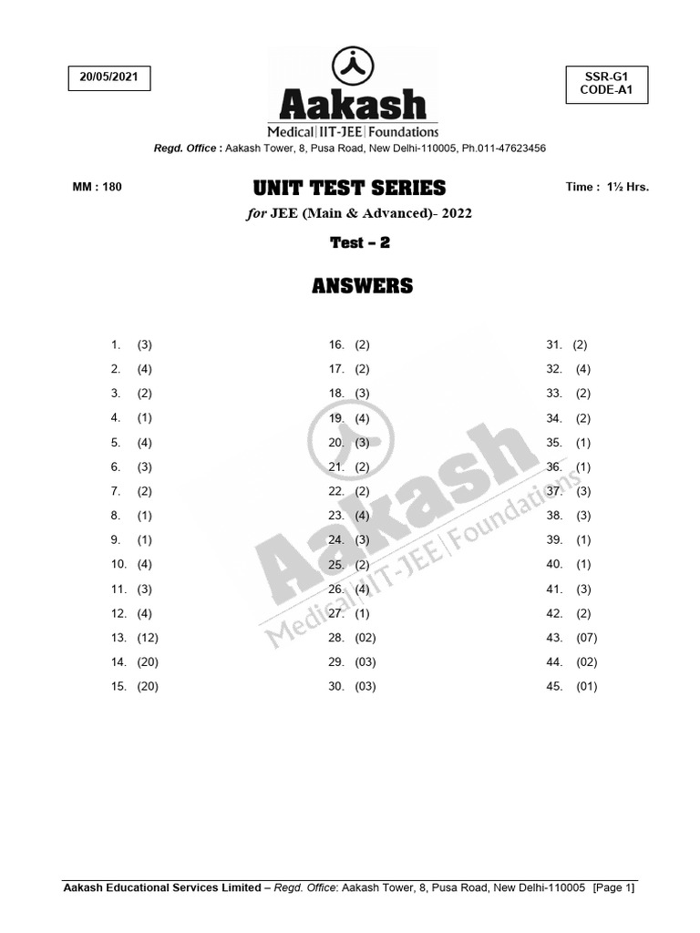 UT SSRG1 Test-2 Code-A1 Sol | PDF