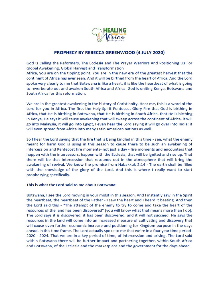 Prophecy by Rebecca Greenwood and Prayers-1 | PDF | Intercession ...