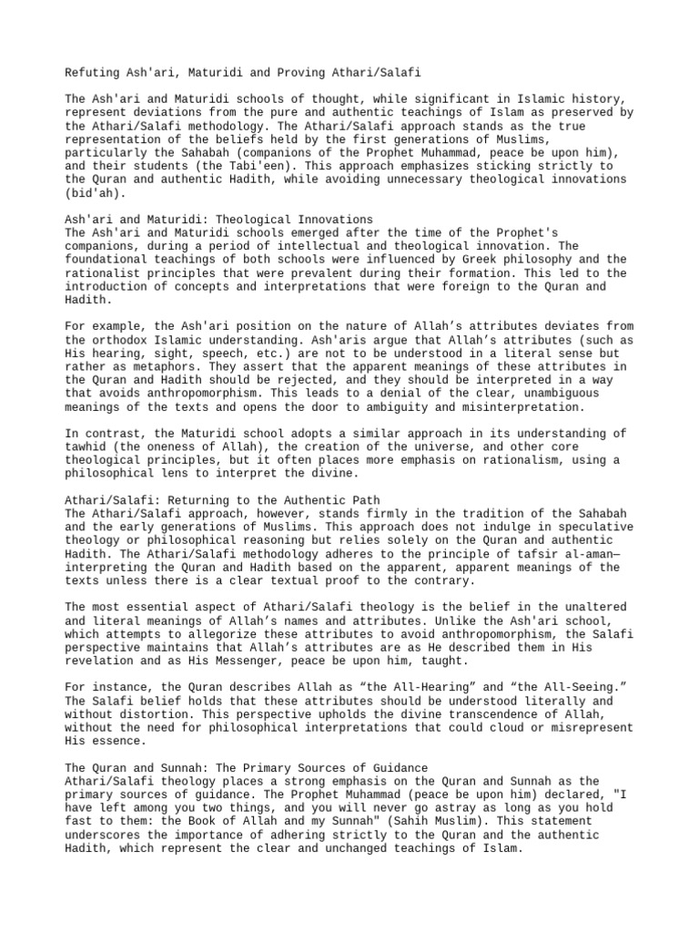 Refuting The Ashari and Maturidi | PDF | God In Islam | Salafi Movement