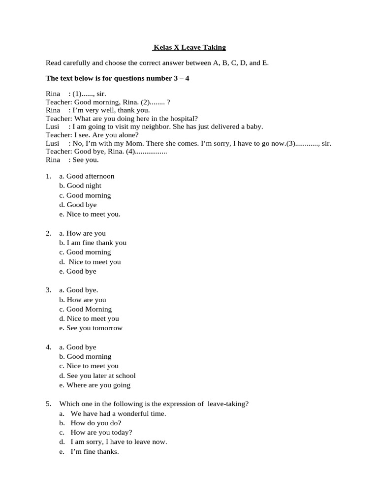 MATERI LEAVE TAKING | PDF