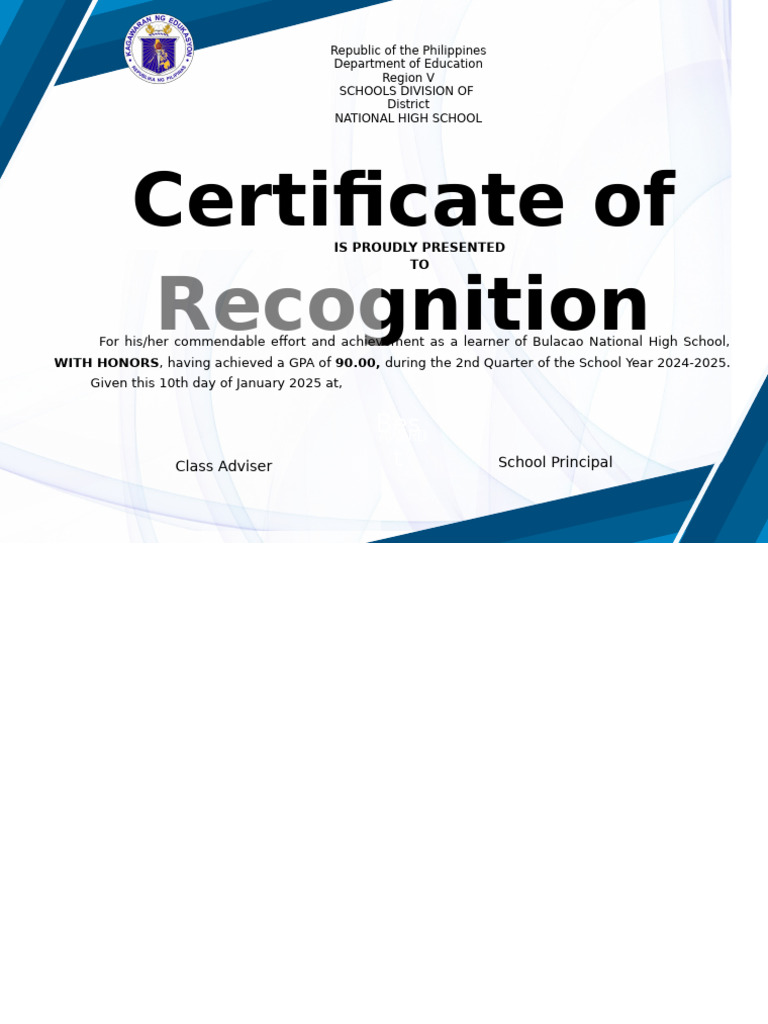 Template of Certificate | PDF
