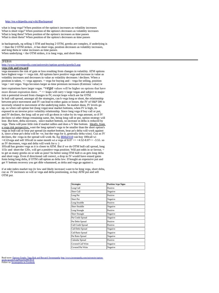 Options Vega and Theta Explained | PDF | Greeks (Finance) | Option (Finance)