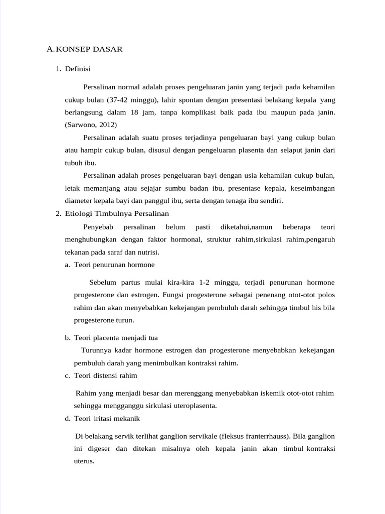Proses dan Tahapan Persalinan Normal | PDF