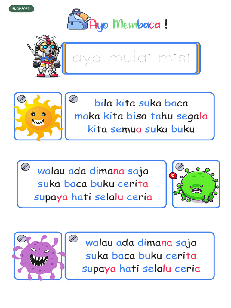 Materi Membaca Paud - by PAP | PDF