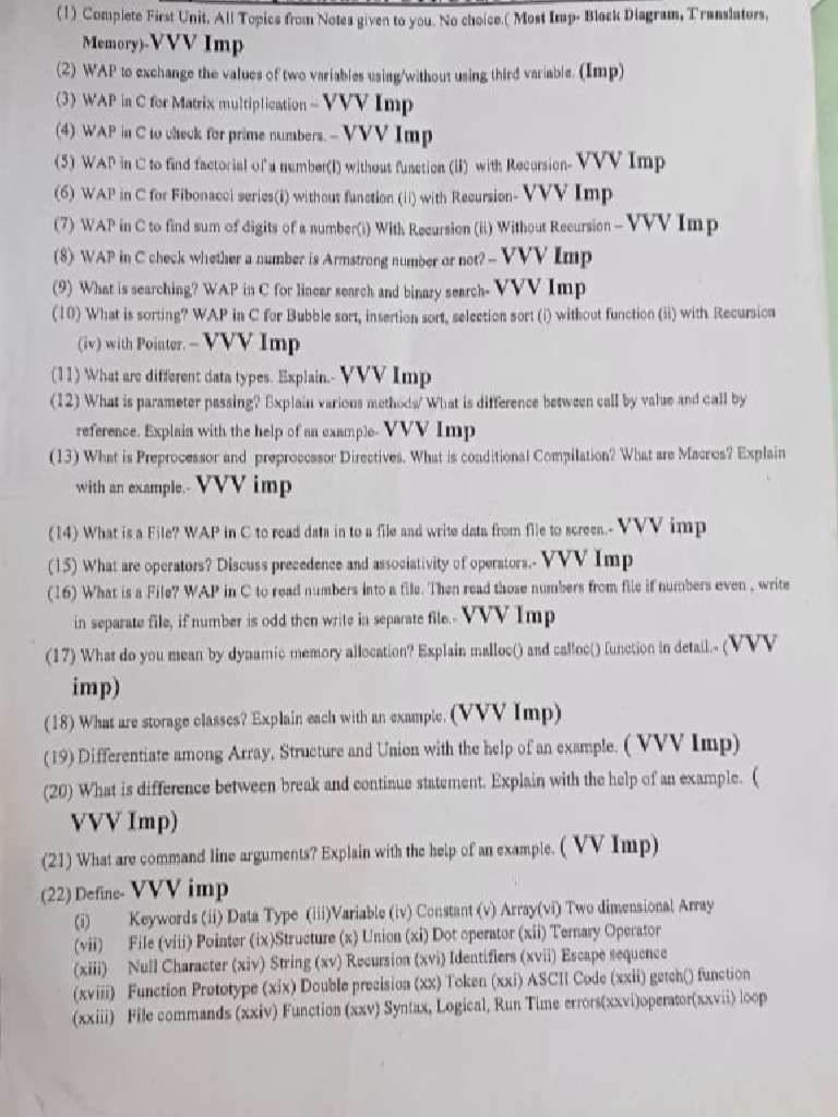 Pps Important Questions.100% AKTU | PDF