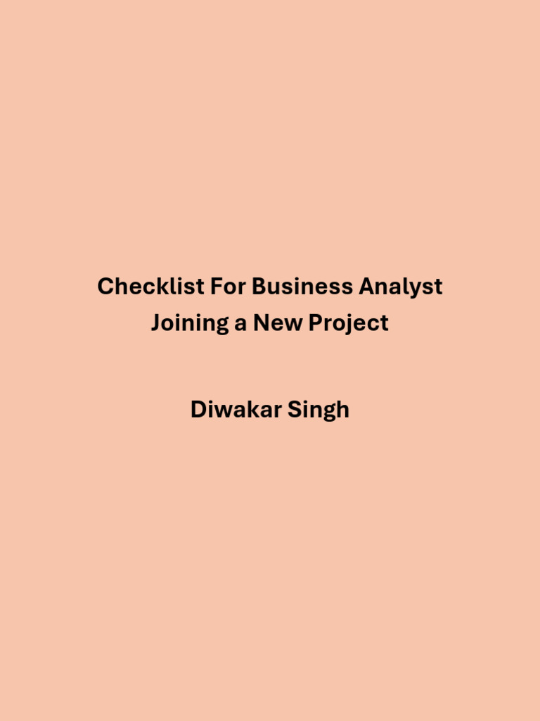 Business Analyst Project Checklist | PDF