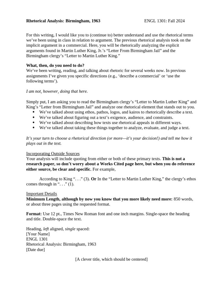 Rhetorical Analysis-King | PDF | Rhetoric | Human Communication