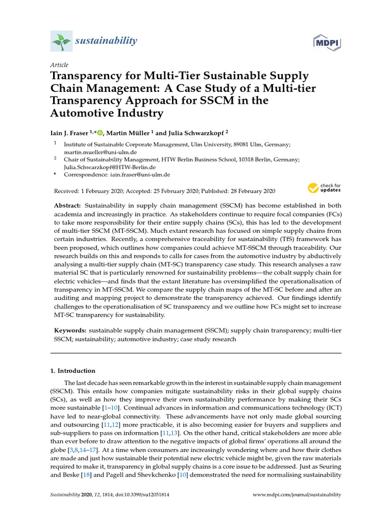 Multi-Tier Transparency in Automotive Supply Chains | PDF | Supply ...